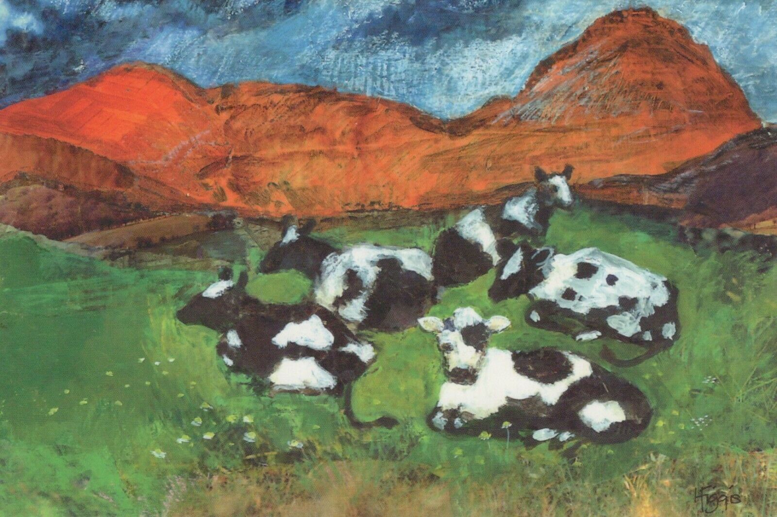 Animals Postcard - Cows - Artist Helen Figgis RR8087 | Topics - Animals ...
