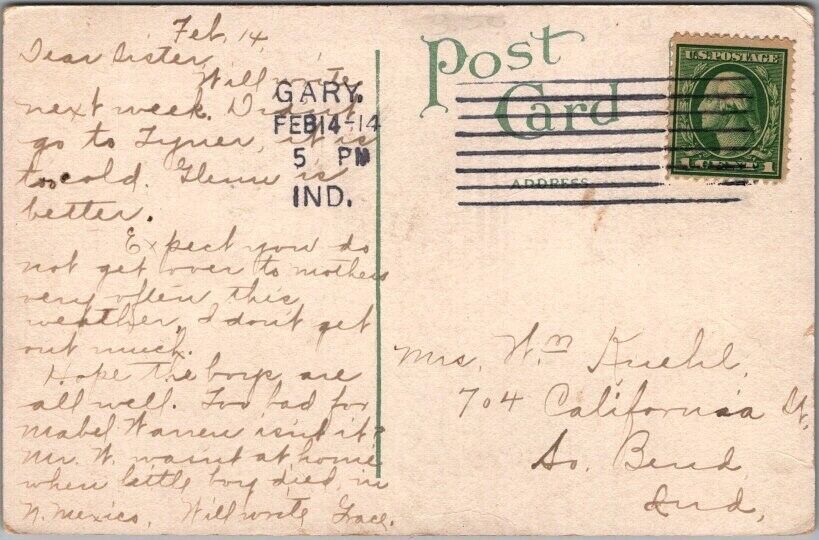 Vintage 1914 GARY, Indiana Postcard "Froebel School" Building / Street ...