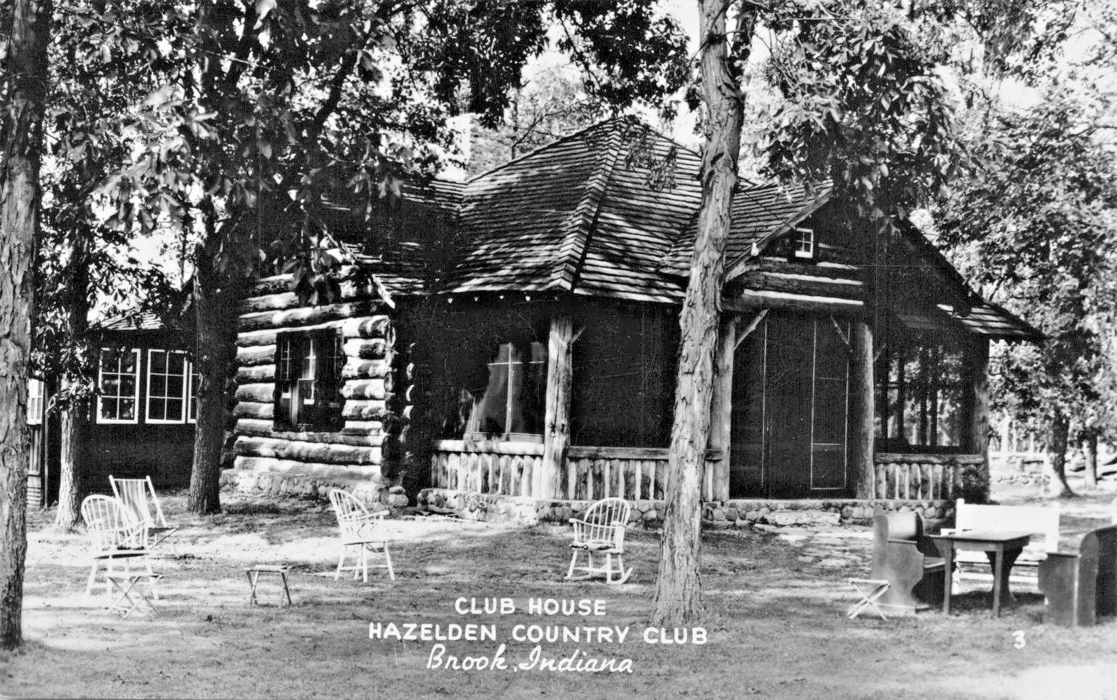 Brook Indiana~Hazelden Country Club-Log Cabin Club House Photo Postcard ...