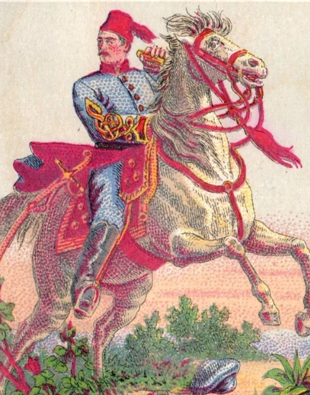 1870s Suleiman Pasha Ottoman Military Commander On Horse Sample Card ...