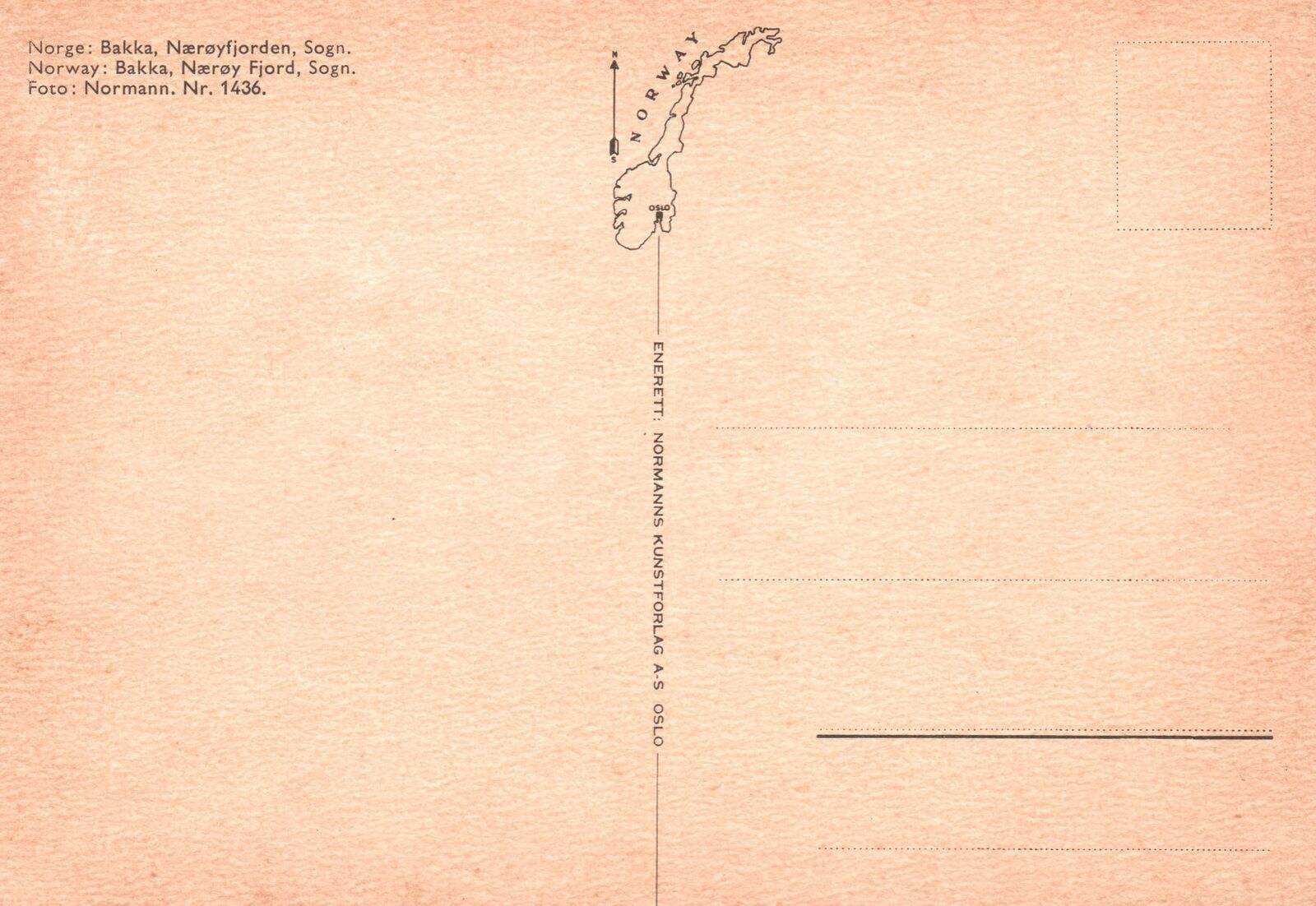 Vintage Postcard Bakka Naeroyfjord Sign Mountain Houses Vestland County ...