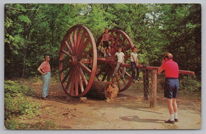 Interlochen MI~Boys Climb Old Logging Wheels~Interlochen State Park ...