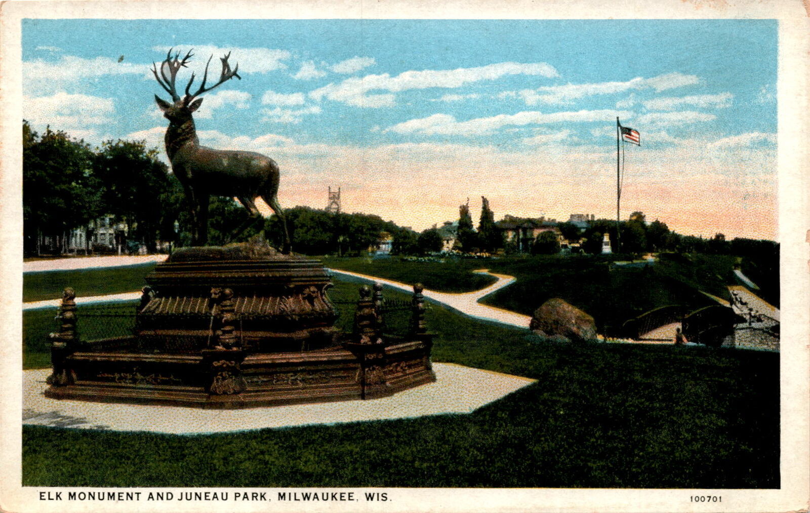 Juneau Park, Solomon Juneau, Elk Monument, Milwaukee, Wisconsin ...