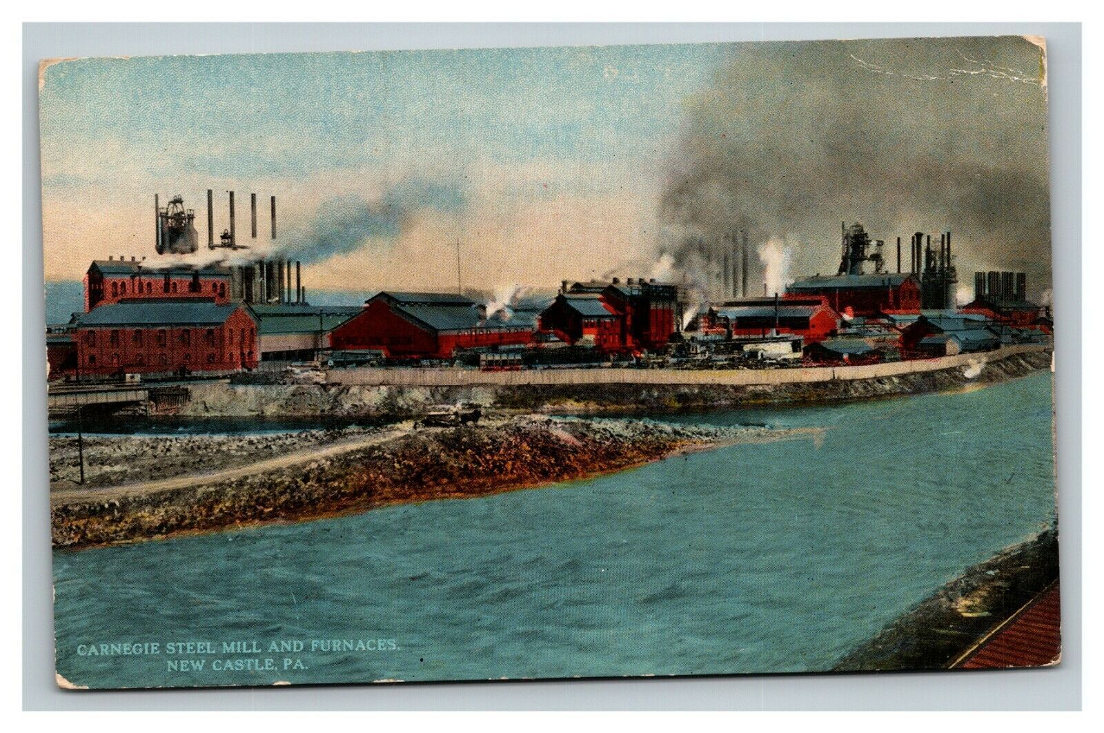 Vintage 1910's Postcard Carnegie Steel Mill & Furnaces New Castle ...
