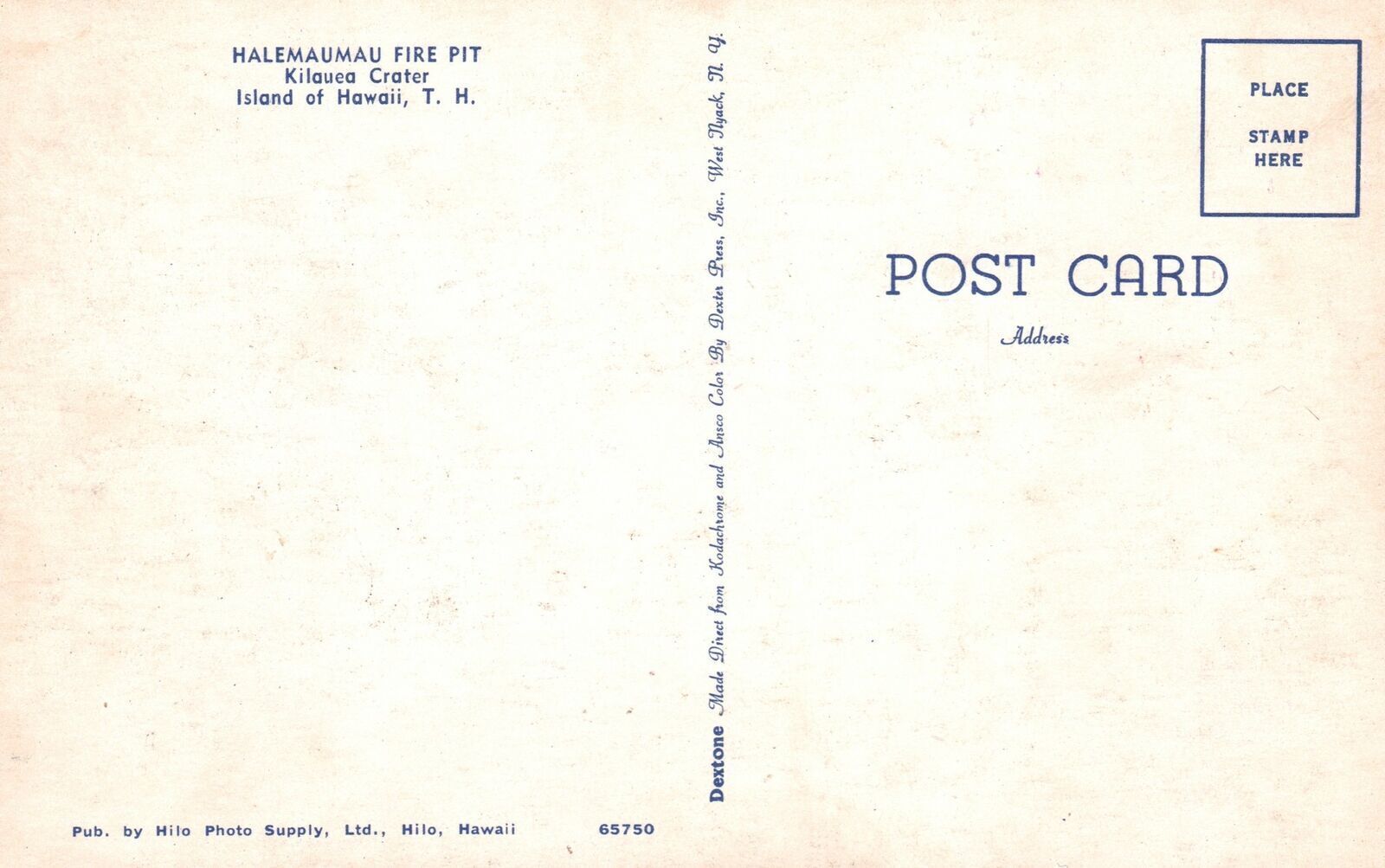 Vintage Postcard Halemaumau Fire Pit Kilaue Crater Island Of Hawaii ...