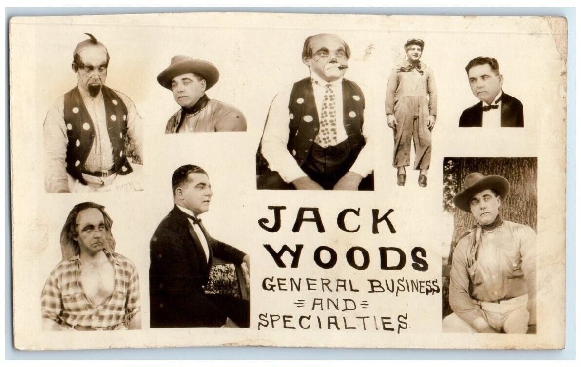c1920's Jack Woods Multiview Actor Cowboy Cigar Smoking RPPC Photo ...