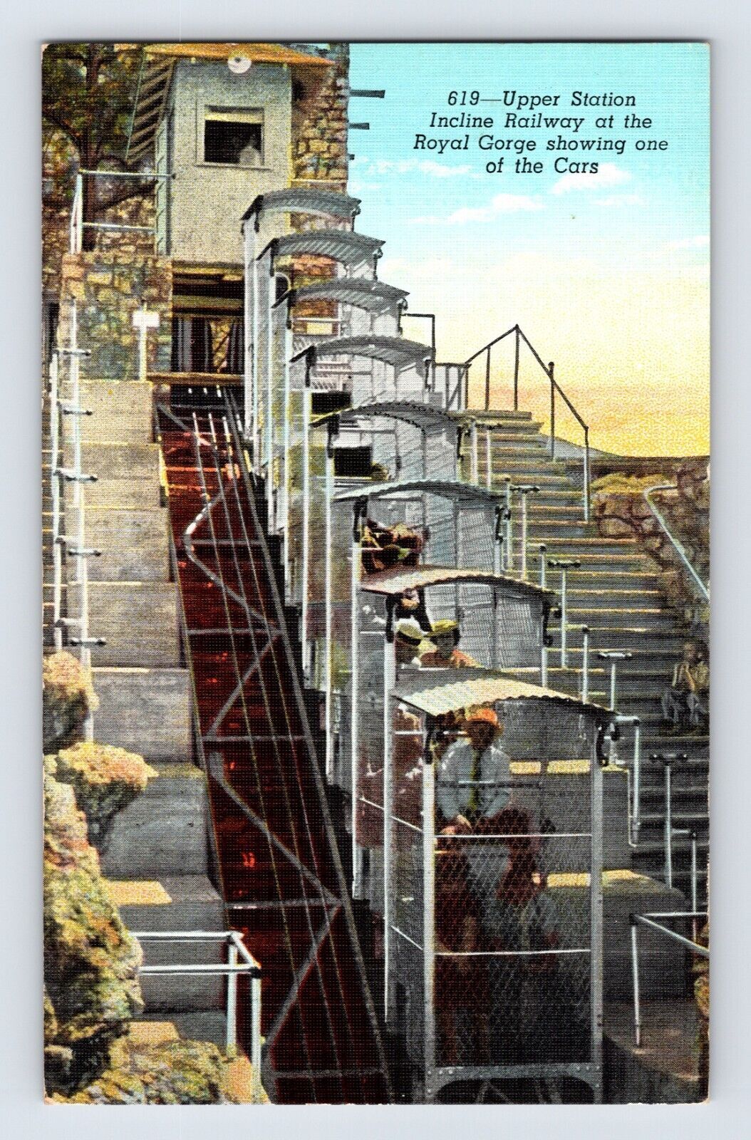 Postcard Colorado Royal Gorge CO Incline Railway 1940s Unposted Linen ...