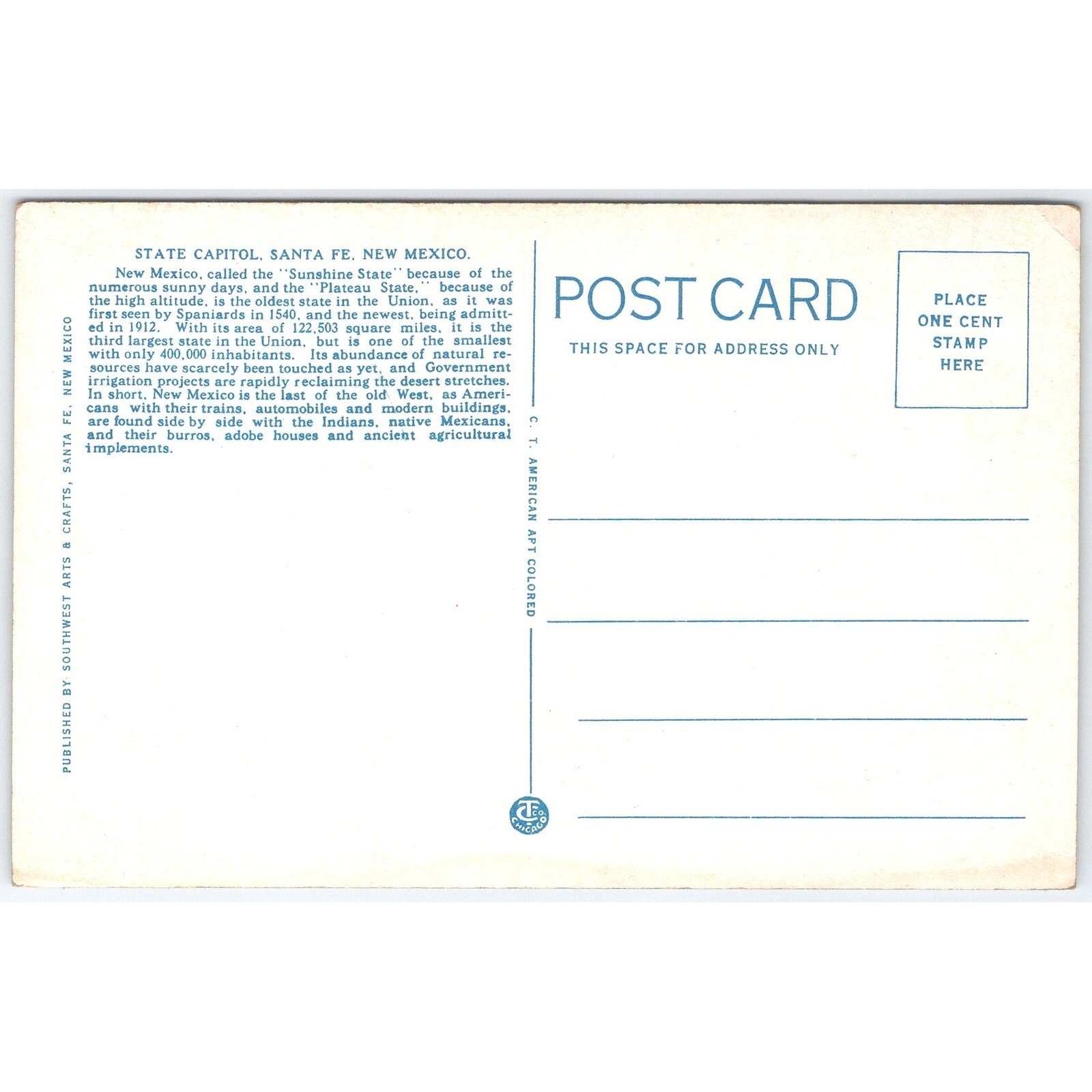 Postcard State Capitol Santa Fe New Mexico Architecture Famous Places ...