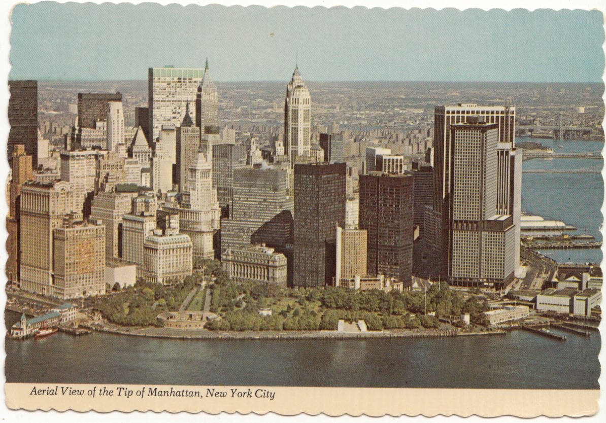 Aerial View of the Tip of Manhattan, New York City, 1977 used Postcard ...