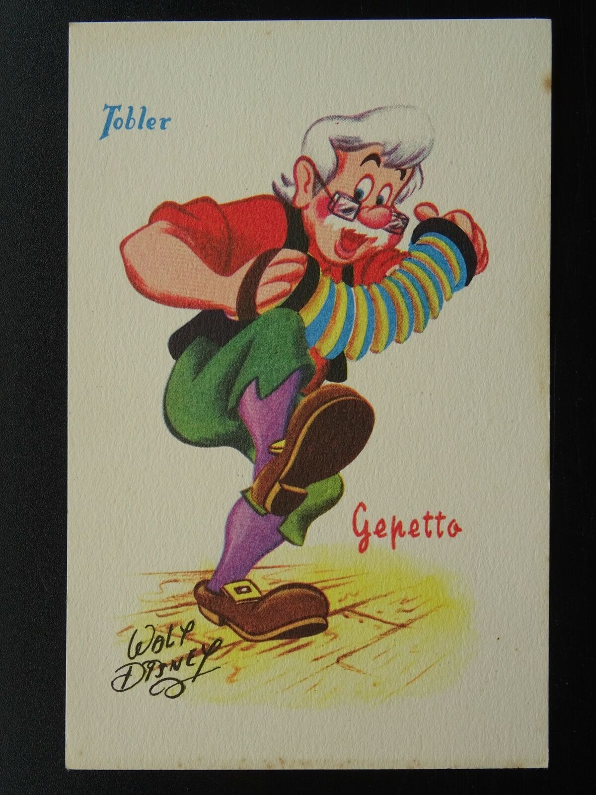 French Walt Disney Pinocchio Character GEPPETTO c1950s PC by Tobler ...