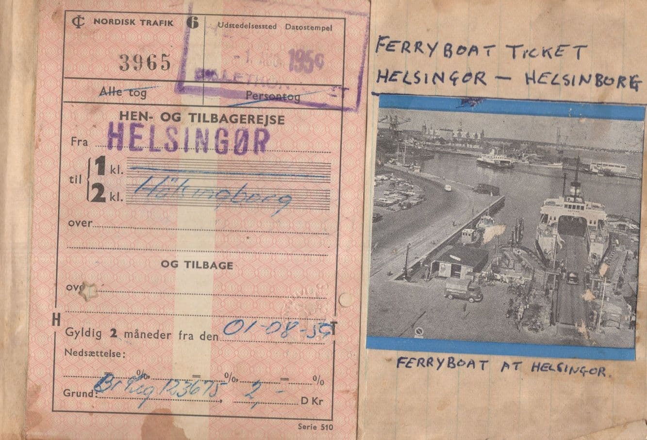 Helsingor Denmark 1959 Old Ferry Ship Ticket & Map Please Read | Europe ...