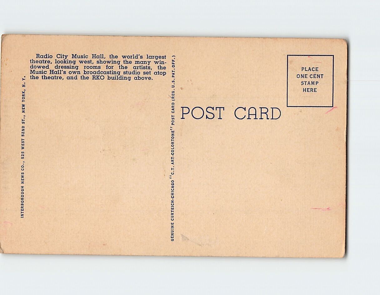 Postcard Radio City Music Hall, New York City, New York | United States ...