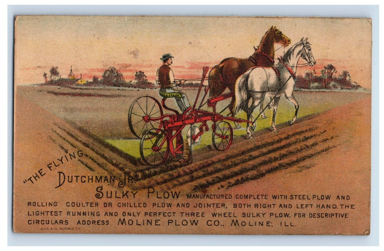 1870s-80s The Flying Dutchman Jr. Sulky Plow Moline Plow Co. Corn ...