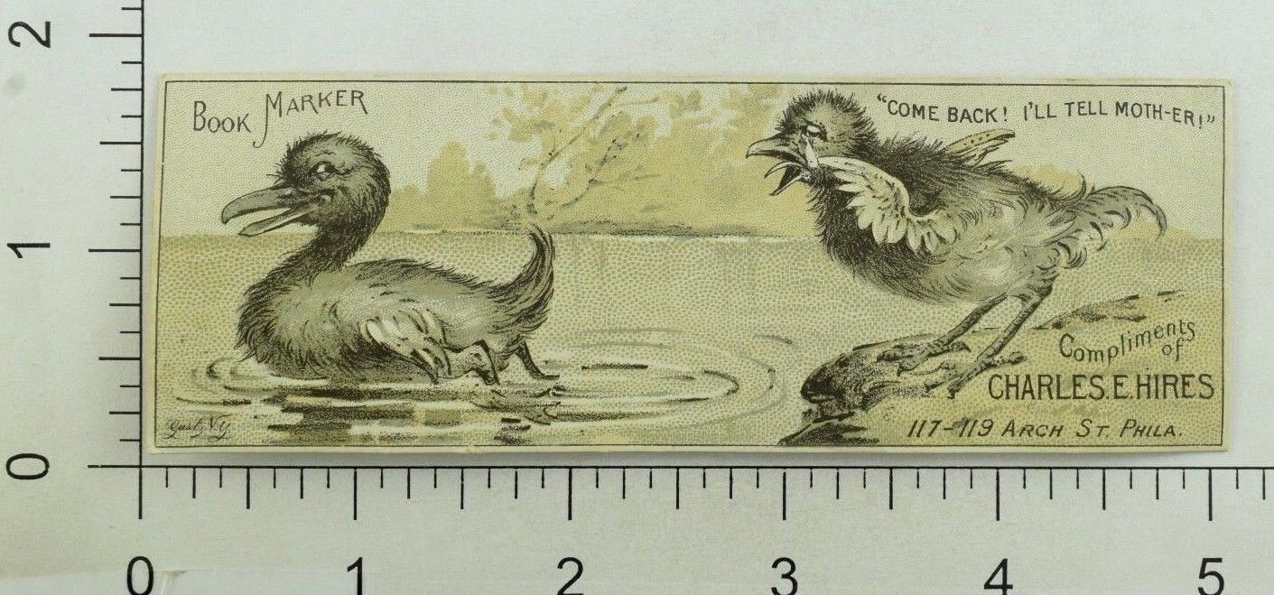 Bookmark Hires' Root Beer Cough Cure Anthropomorphic Baby Birds Crying ...