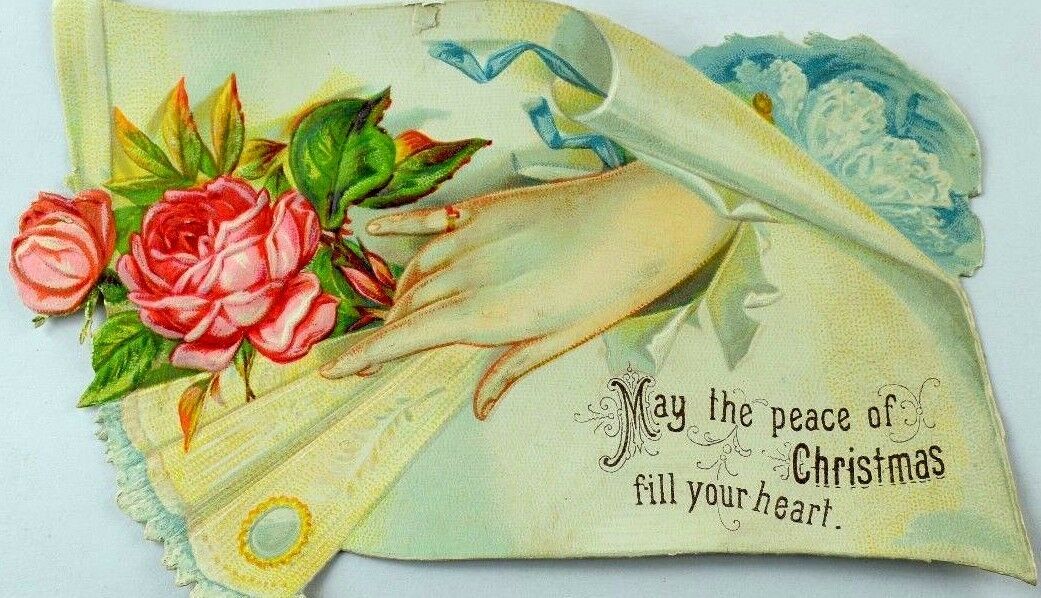 1883 Lovely Die Cut Hand Christmas Victorian Greeting Card F100 ...