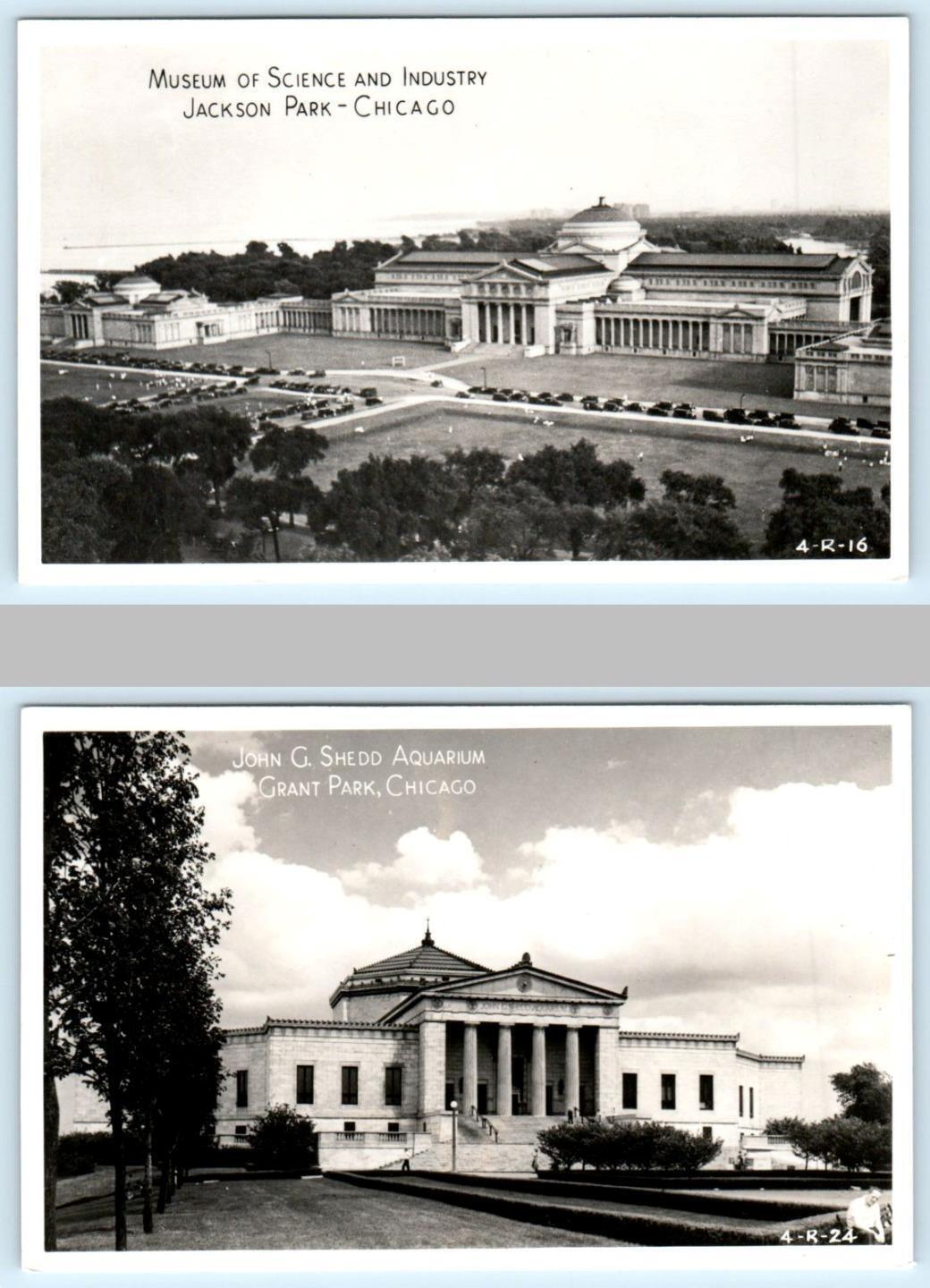 2 RPPC Postcards CHICAGO, IL ~ Museum of Science & Industry SHEDD ...