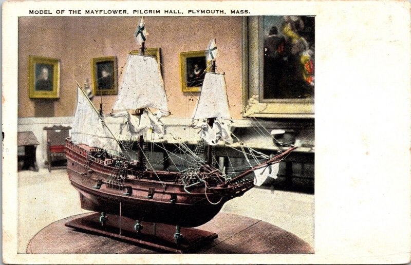 Historic Mayflower Ship Model Pilgrim Hall Plymouth Massachusetts WB ...