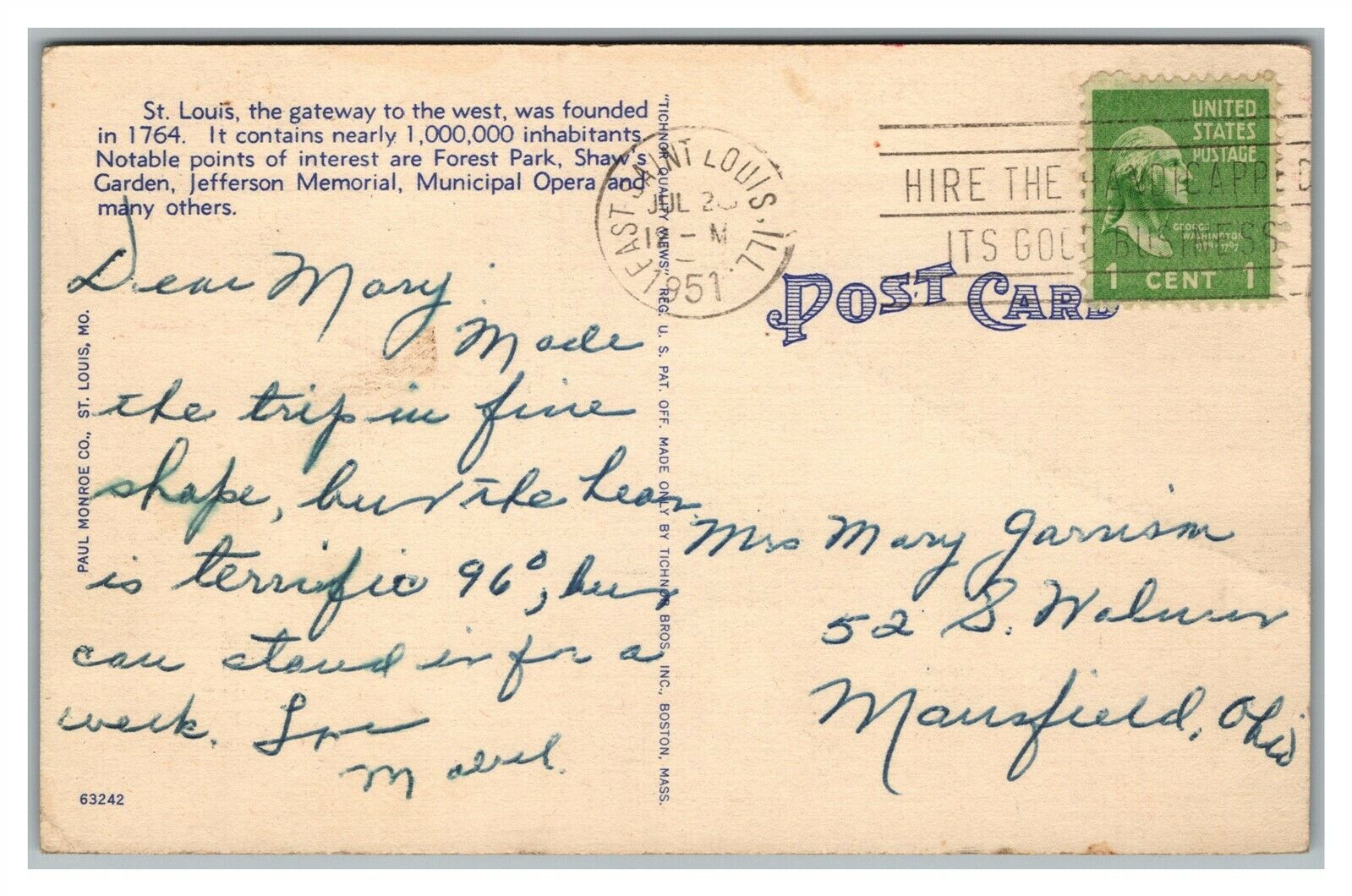 Postcard MO Large Letter Greetings From St Louis Missouri c1950s P23 ...