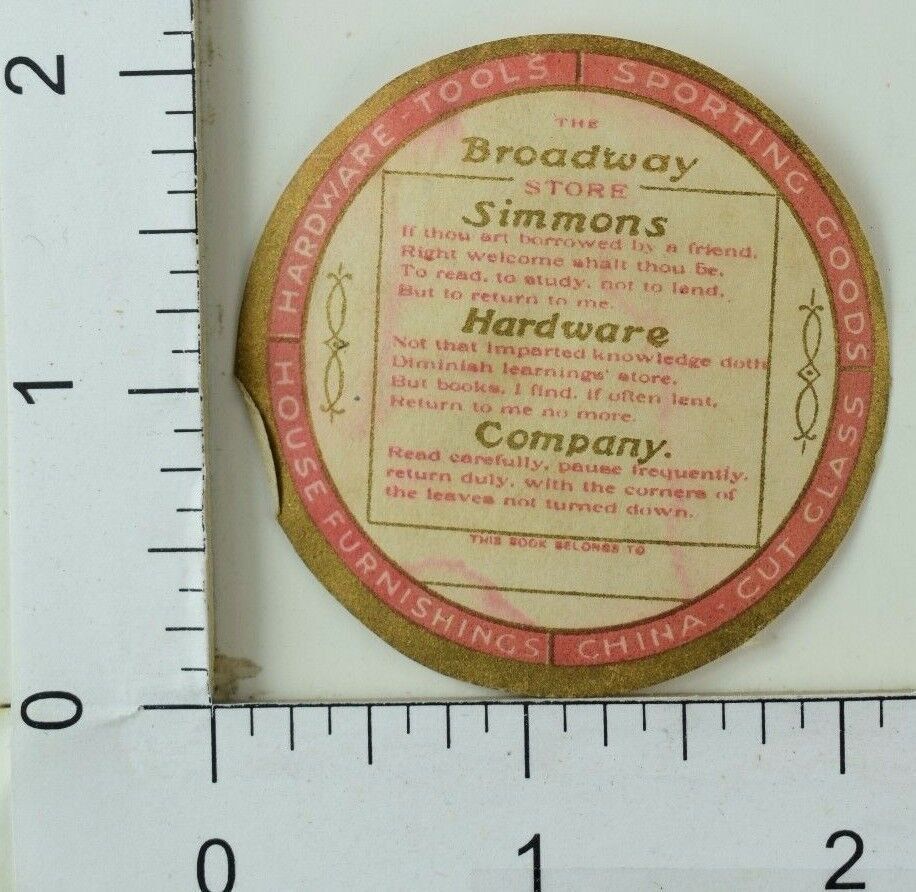 Victorian Advertising Label Sticker Broadway Simmons Hardware Store F30 ...