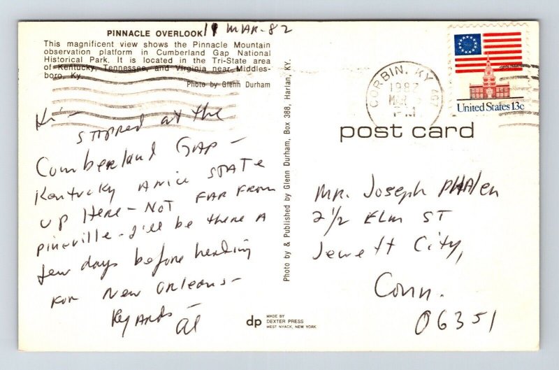 Pinnacle Overlook Mountain Cumberland Gap Historical Park Postcard PM ...