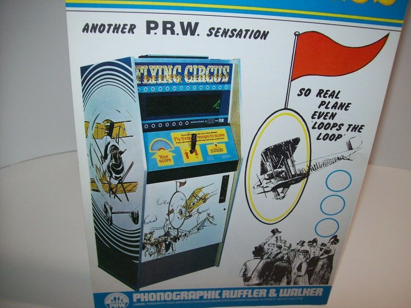 Flying Circus Arcade FLYER Original 1969 NOS Flight Airplane Game Art ...