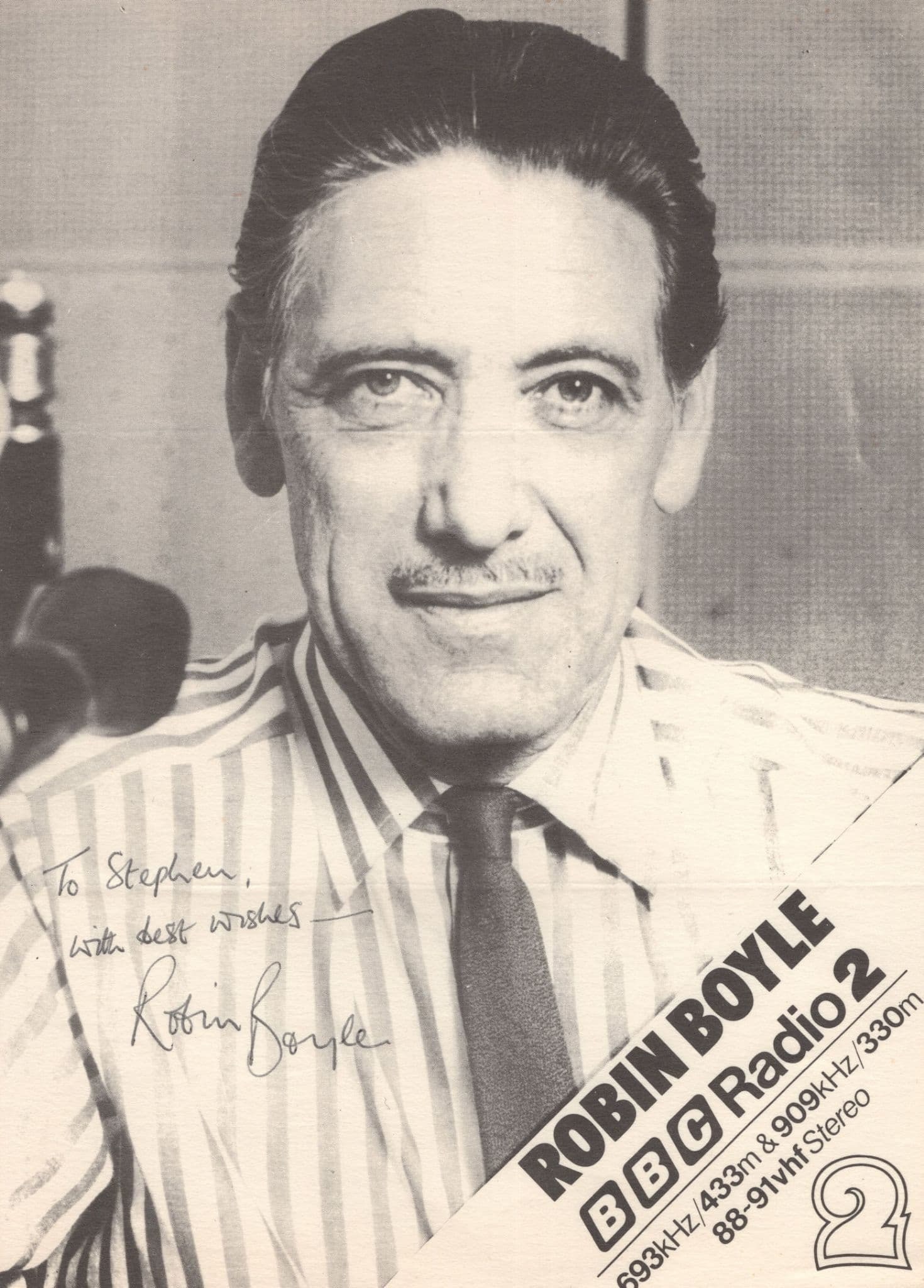 Robin Boyle Vintage BBC Radio 2 DJ Large Signed Picture Autograph ...