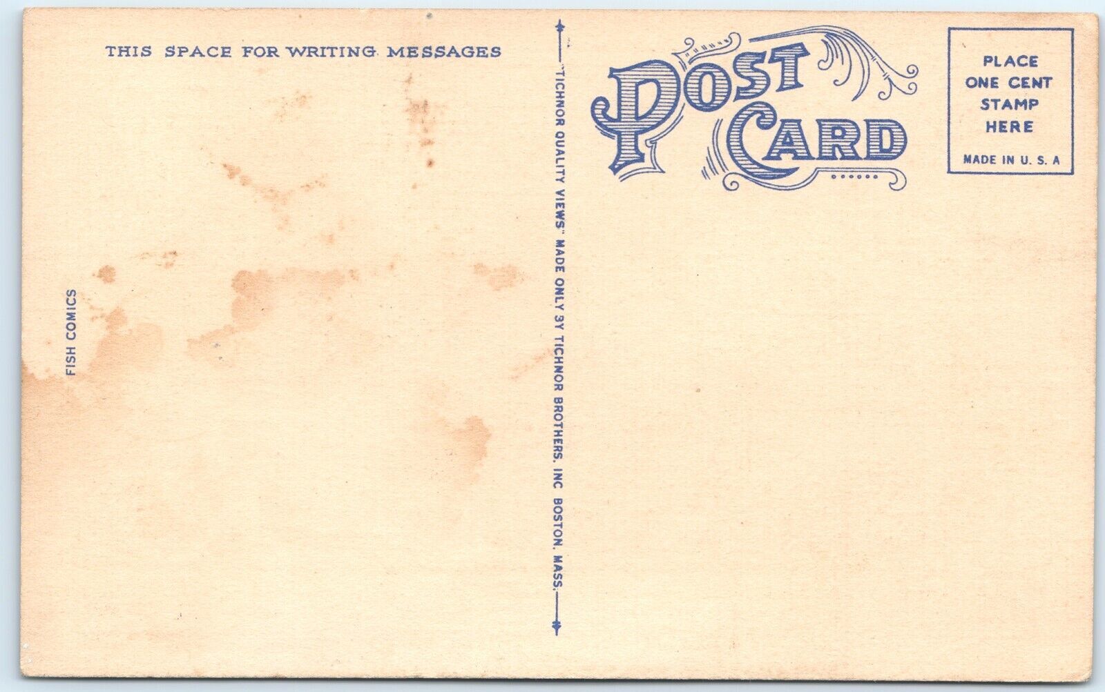 c1940s Comic Fishing Exaggerated Hello Pole Line Linen PC Boat "Write ...