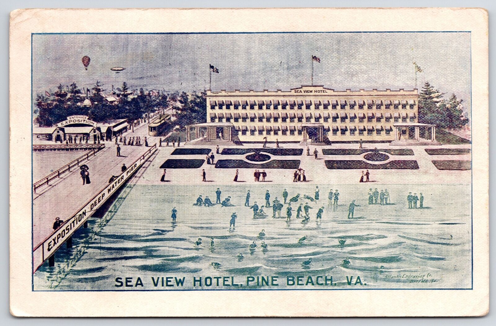 Vintage Postcard 1908 Hotel Building Pine Beach Viriginia Expo Deep ...