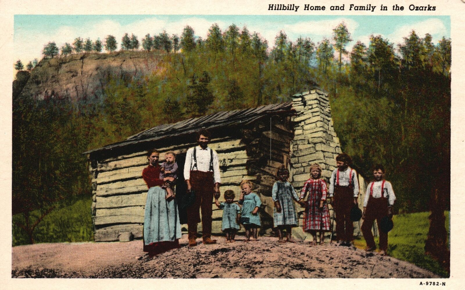 Vintage Postcard 1920's Hillbilly Home and Family in the Ozarks ...