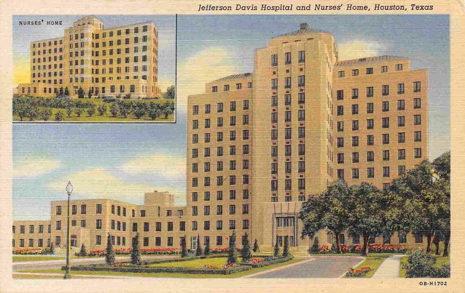 Jefferson Davis Hospital & Nurses Home Houston Texas linen postcard ...