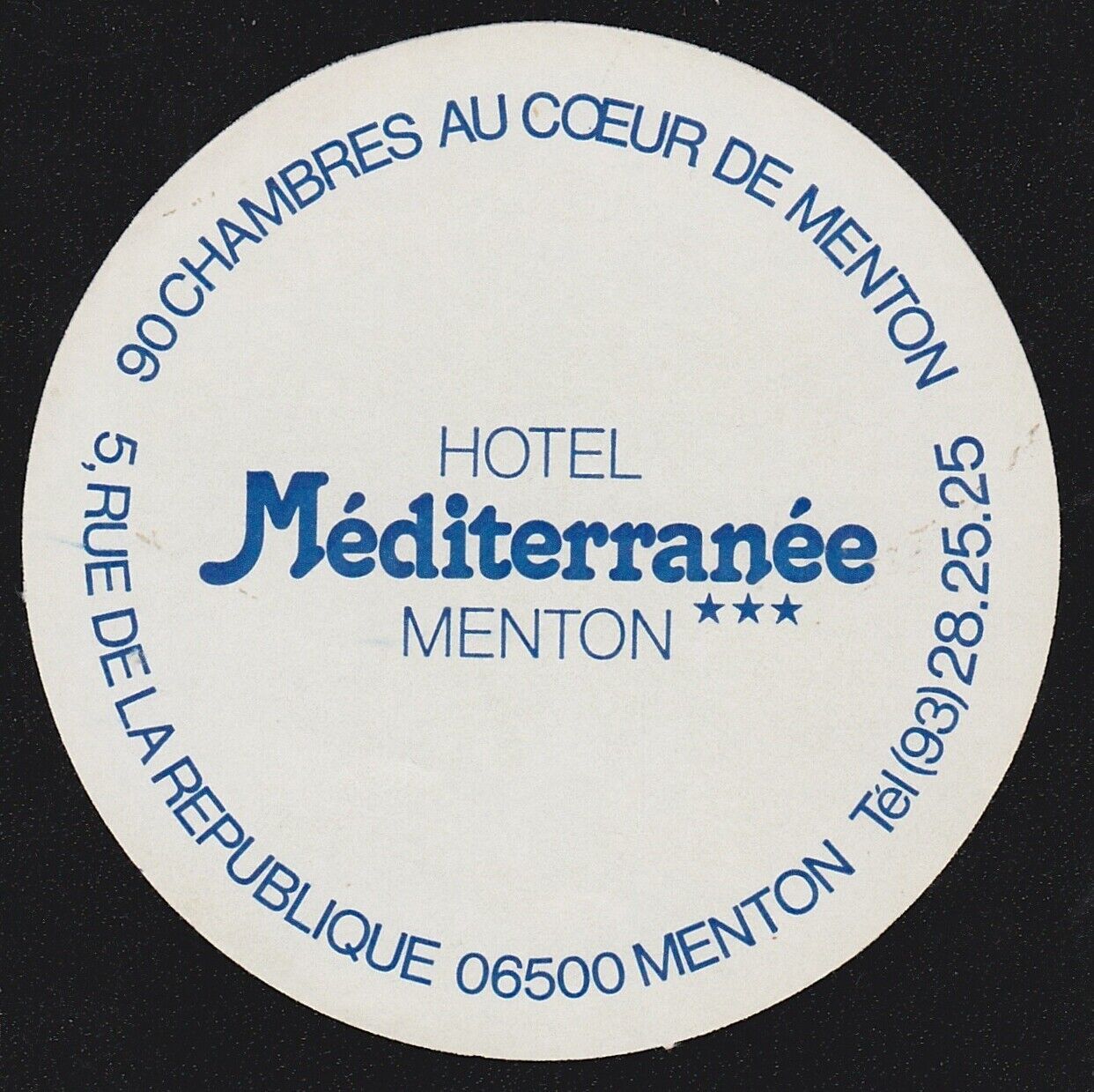 France Menton Hotel Mediterranee Vintage Luggage Label lbl1373 ...
