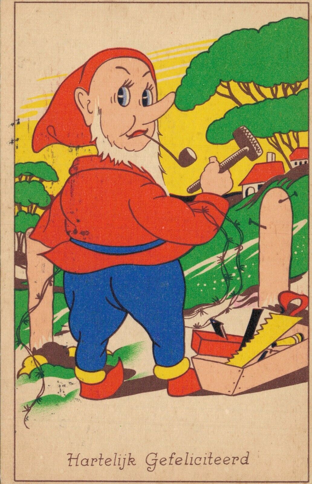 Happy Birthday Funny Gnome Weird Postcard 05.60 | Topics - Illustrators ...