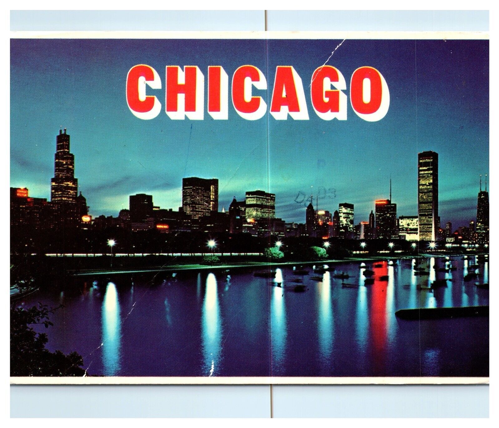 Chicago Illinois Night City Buildings Downtown Water Chrome Postcard ...