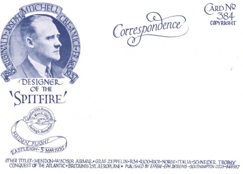 Joseph Mitchell Spitfire War Plane Inventor Designer Postcard | Topics ...