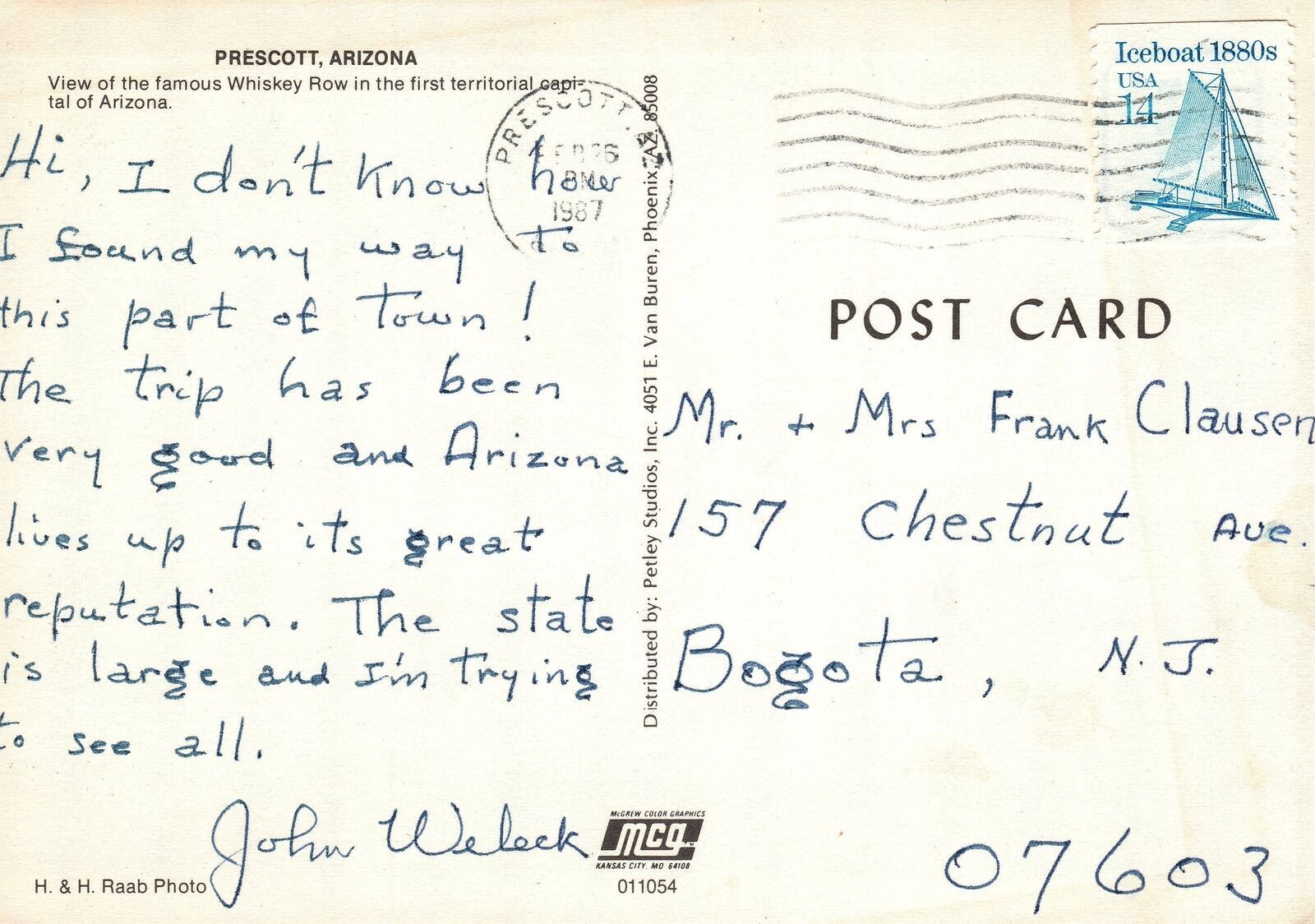 Continental Size Postcard 1970s Traffic JAM on Whiskey ROW Prescott ...