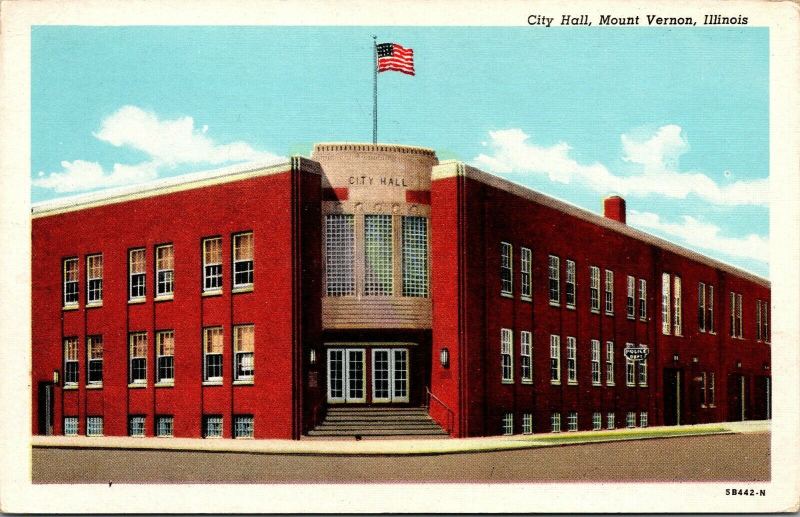 Vintage 1940's City Hall Building Mount Vernon Illinois IL Postcard ...