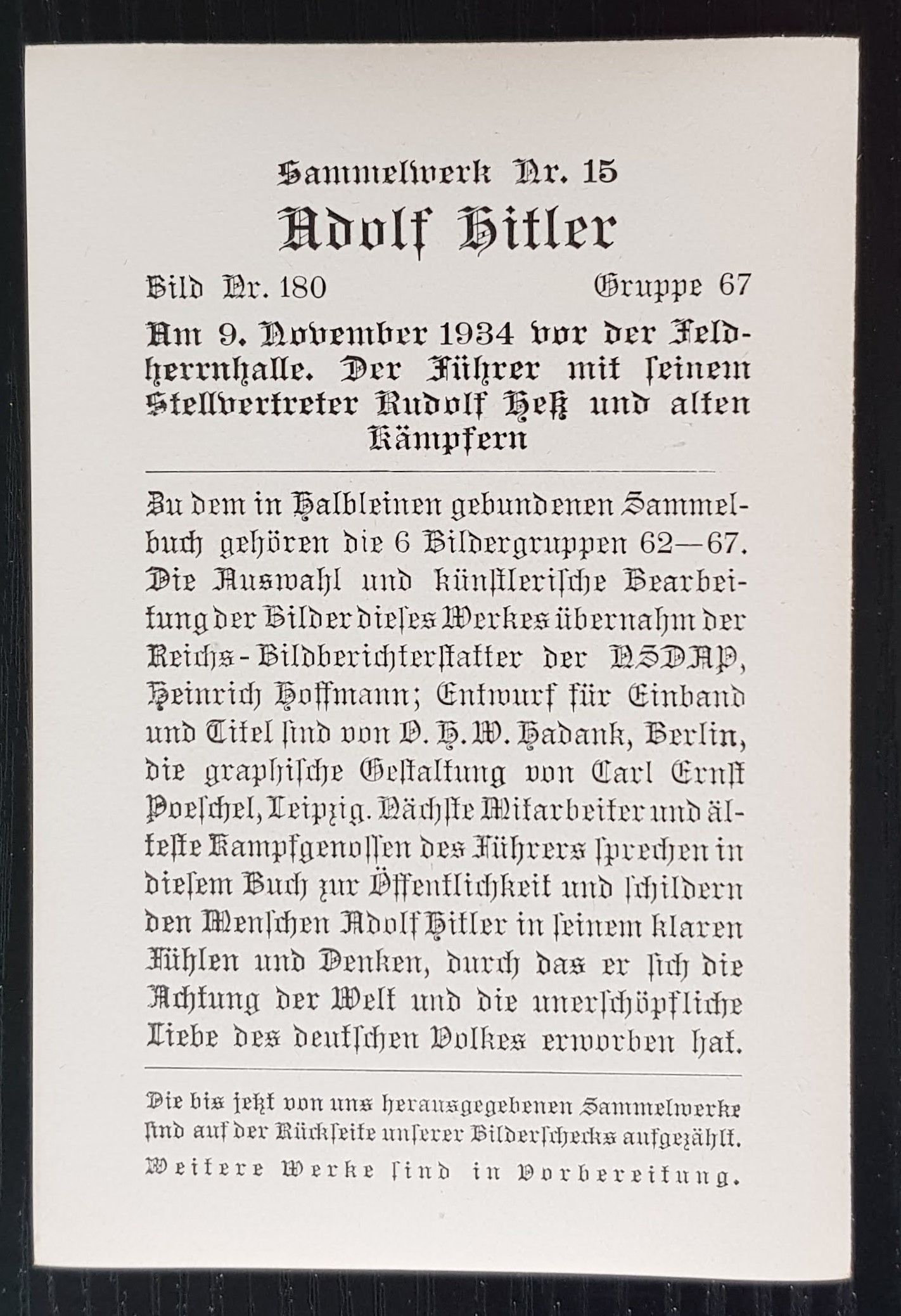 Third 3rd Reich Original Small Format Collector Photo Card - Adolf ...