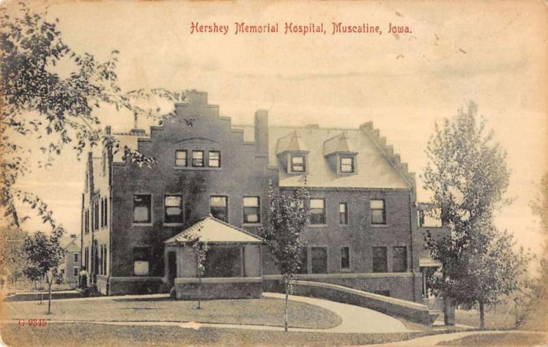 Muscatine Iowa Hershey Memorial Hospital Street View Antique Postcard ...