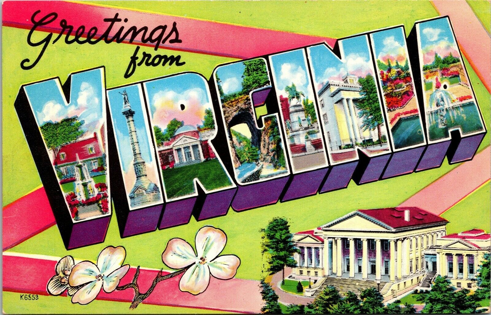 Vtg Virginia VA Large Letter Greetings from 1950s Unused Chrome ...