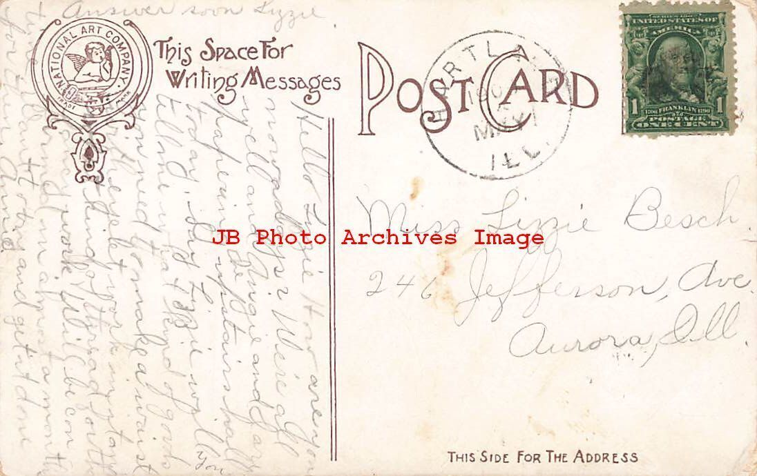 Archie Gunn, National Art No 148, College Girl Waving Pennant, Dog ...