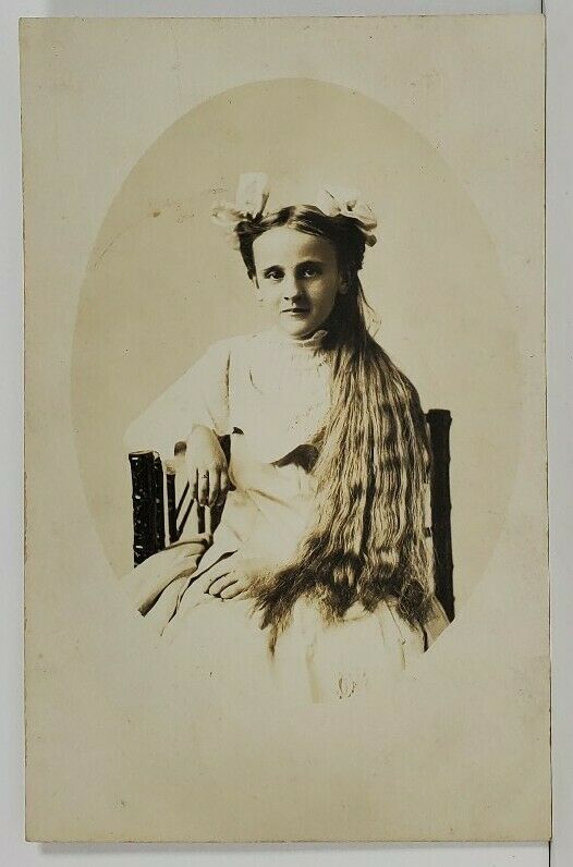 Rppc Lovely Young Girl Very HAZEL PEEL with Long Hair Real Photo ...