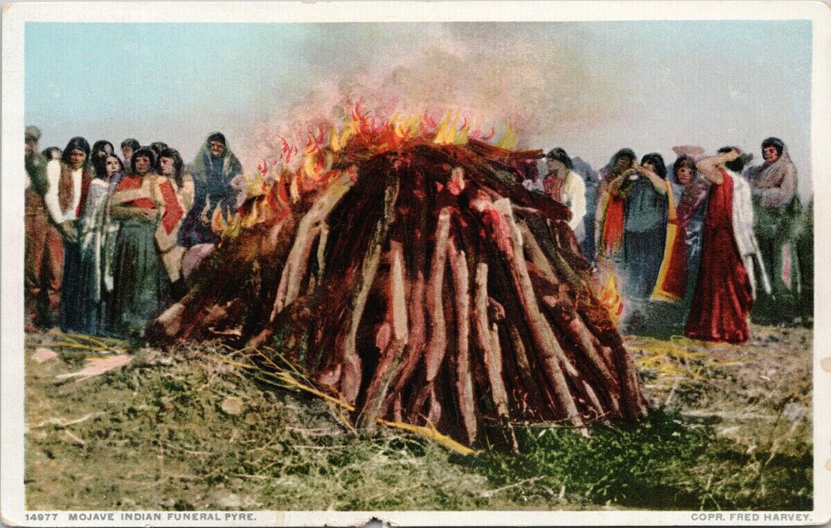 Mojave Indian Funeral Pyre Native American Indigenous Harvey Postcard ...