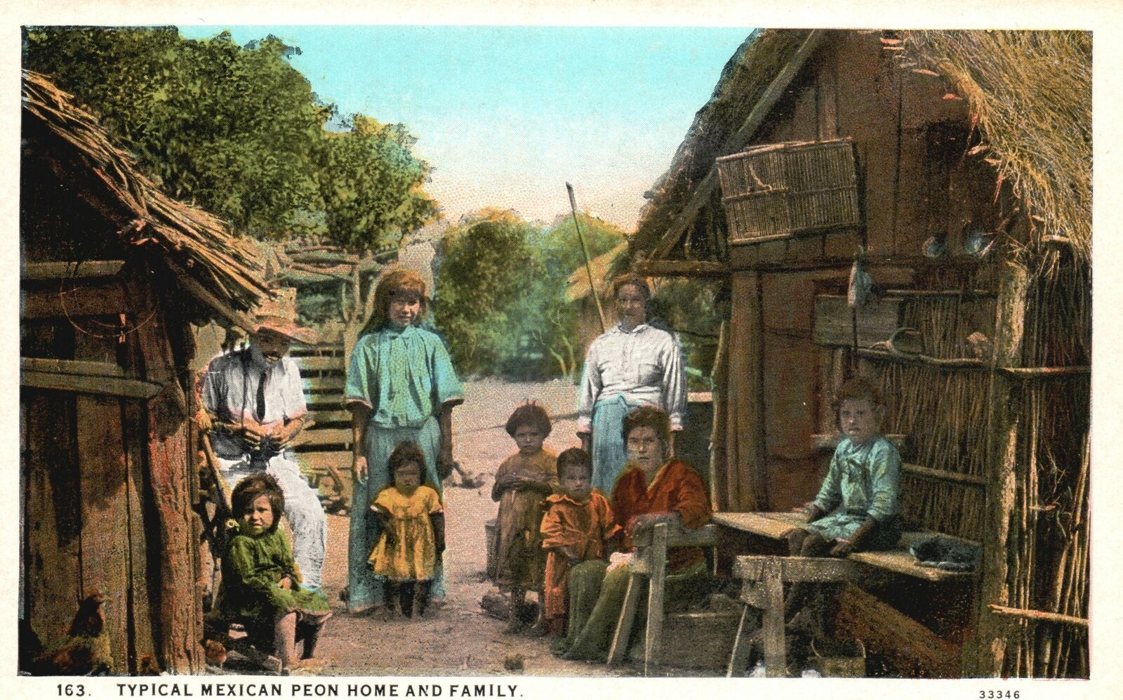 Vintage Postcard 1920's Typical Day of Mexican Peon Home & Family ...