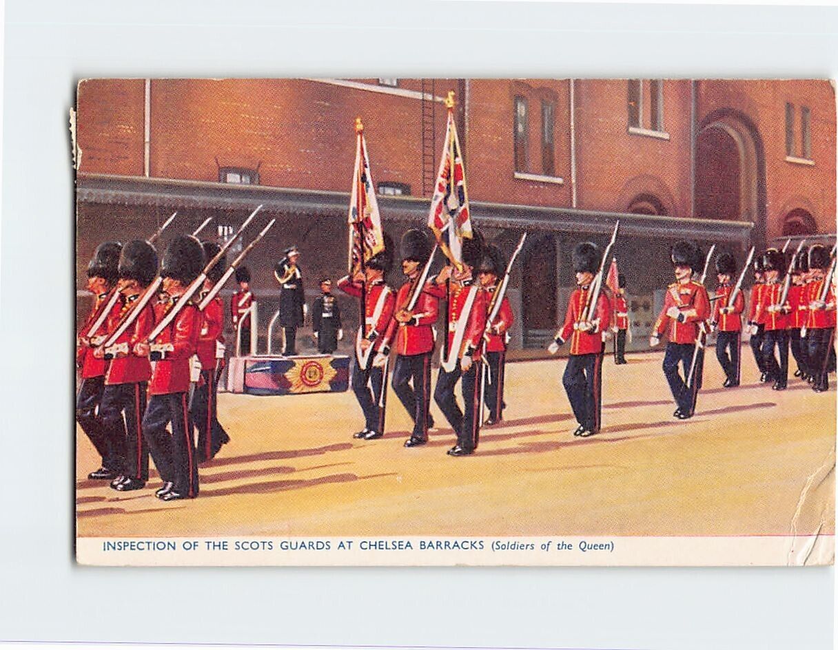 Postcard Inspection Of The Scots Guards At Chelsea Barracks, London ...