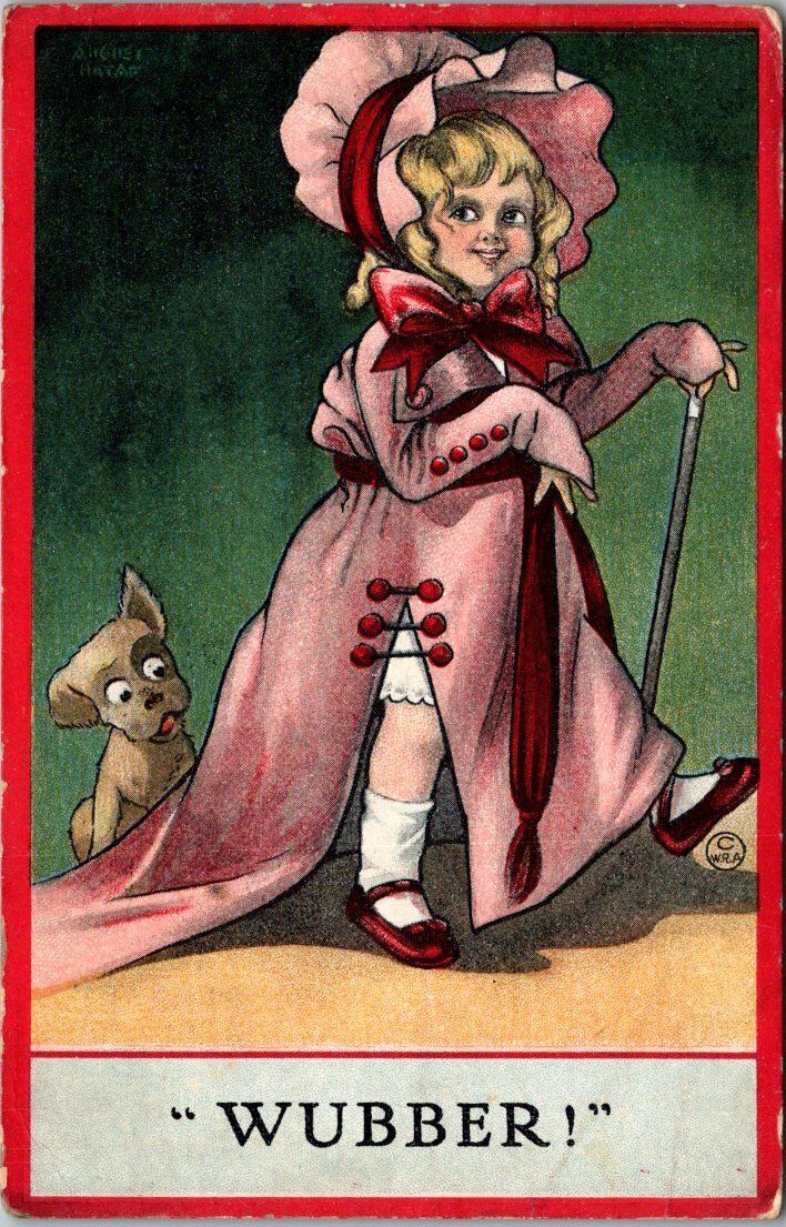 Humour Young Girl "Wubber!" 1912 | Topics - People - Children, Postcard ...