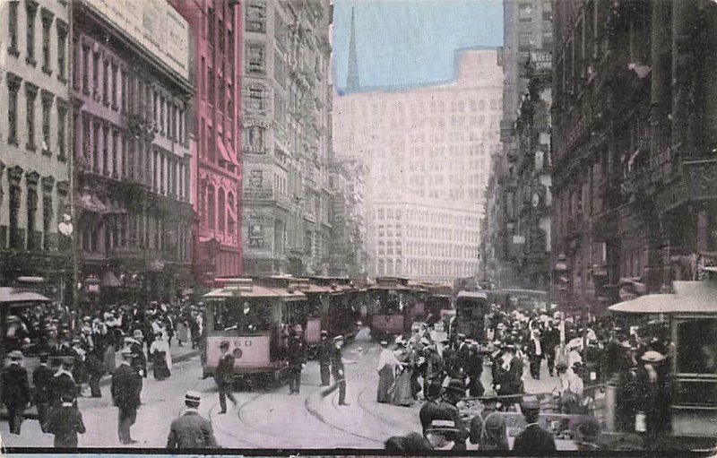 Broadway Bust Street Scene Streetcar Crowd People New York City VTG P89 ...