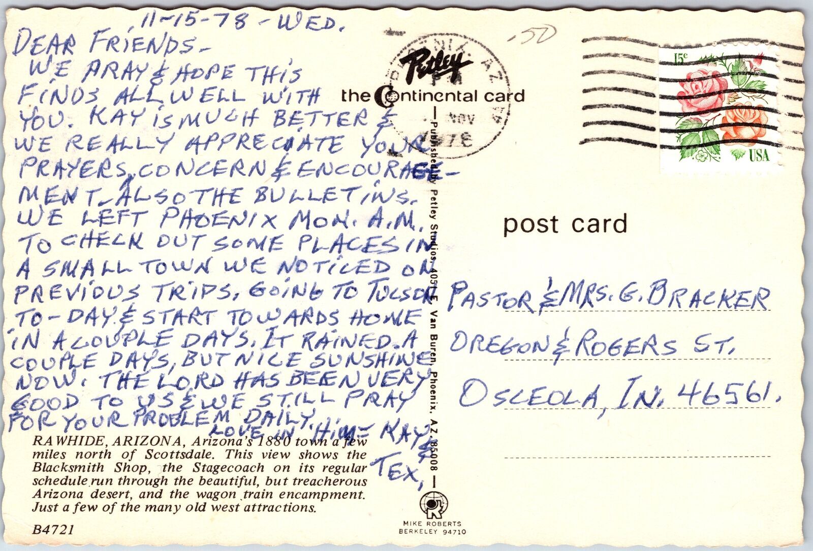 Vintage Continental Size Postcard the 1880s Town at Rawhide Arizona ...