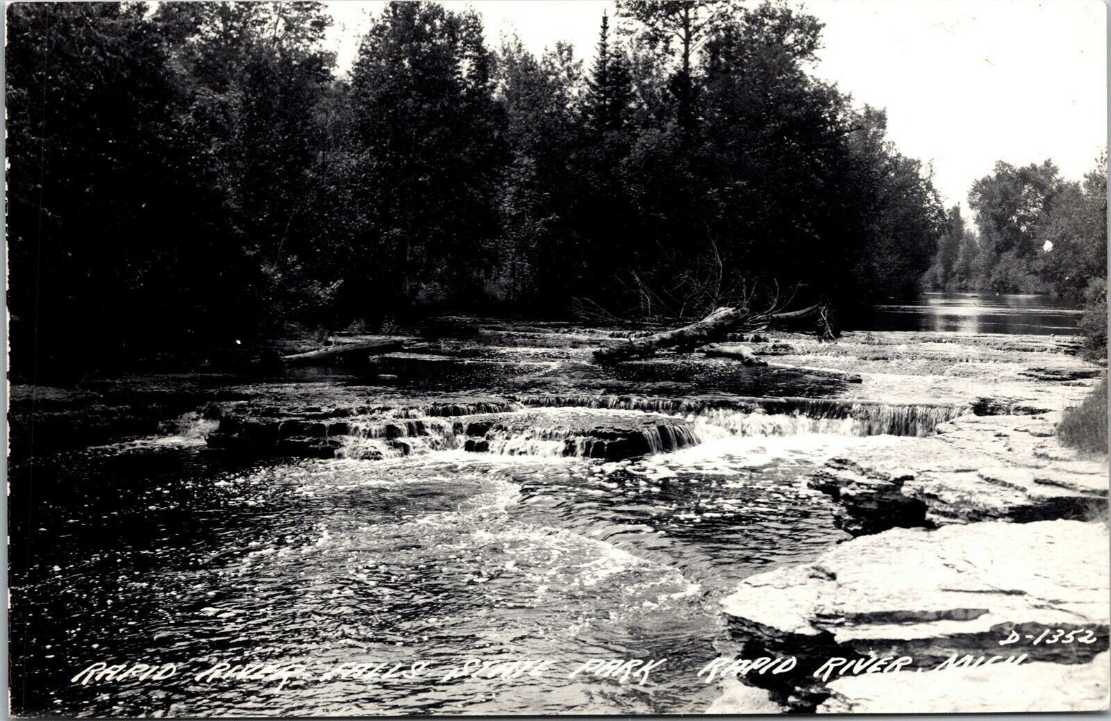 Vtg Rapid River Falls State Park Michigan MI RPPC Real Photo 1940s ...
