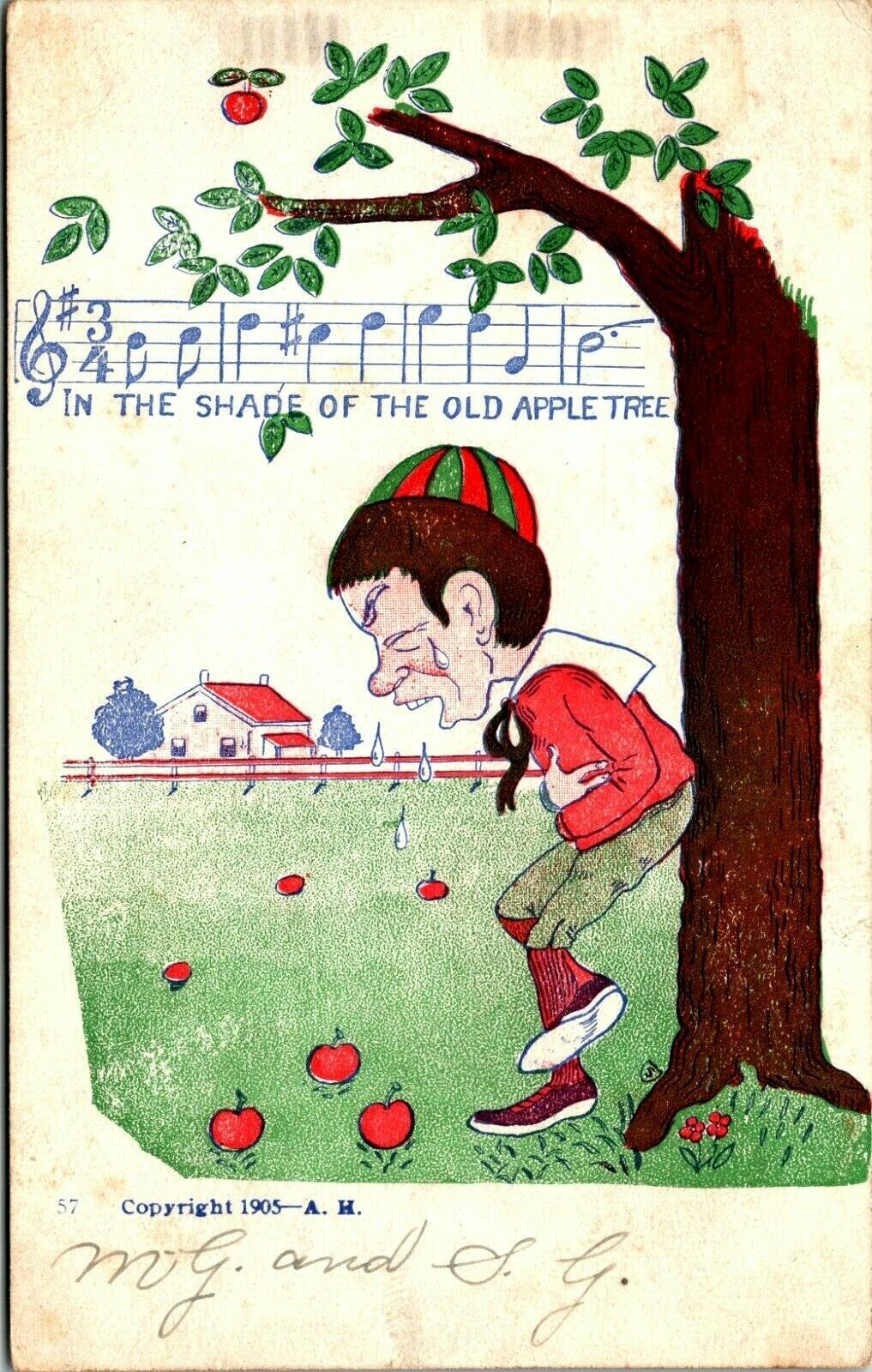 Shade of the old Apple Tree crying boy, 1905 A.H. undivided back ...