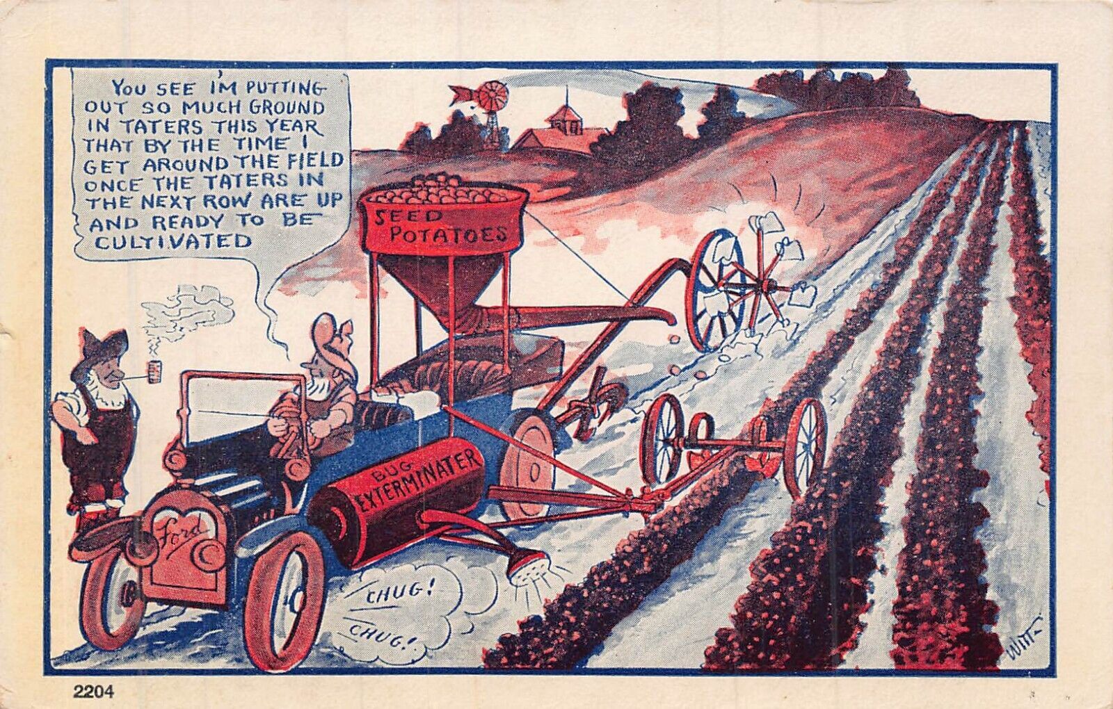 Ford Multi Function Tractor-Farmer Planting Potatoes~Aritist Witt Comic ...